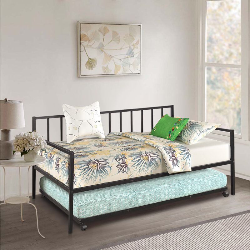 Ebern Designs Valdina Twin Steel Daybed with Trundle | Wayfair